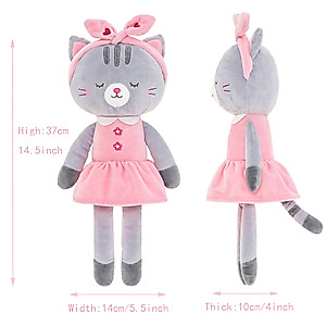 Lazada Stuffed Cat Dolls Animal Kitty Plush Toy Baby Girl Gifts Gray with Hair Band 16"