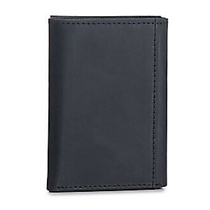ARIAT Men's Trifold Wallet with Embossed Logo, Genuine Leather, Black