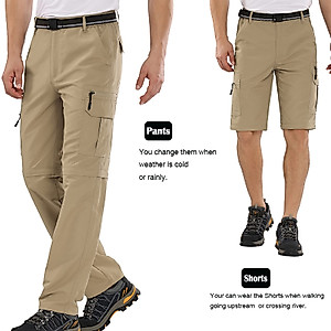 Mens Hiking Pants Convertible Zip Off Lightweight Quick Dry Fishing Safari Camping Travel boy Scout Pants,6101,Khaki,42