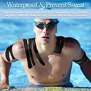 15 Rolls Kinesiology Tape 2 Inch x 16 ft Elastic Athletic Tape Waterproof Breathable Cotton Gym Tape Pain Relief Muscle Tape for Gym Fitness Sports Tennis Running Swimming (Black)