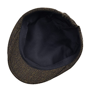 STARANCE Men's Flat Cap Wool Tweed Driving Cap Irish Newsboy Hat (Herringbone Coffee)