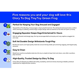 Glory To Dog TinyToy Green Frog Plush Dog Toy for Puppies and Small Dogs