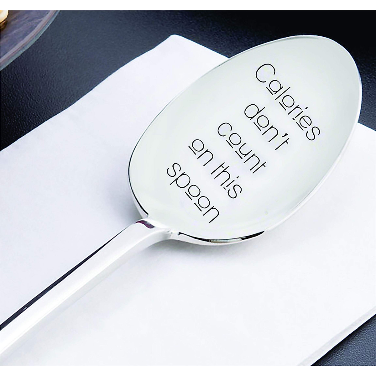 Calories Don't Count on This Spoon - Stainless steel - Coffee spoon or Teaspoon Diet Spoon - Diet Spoon - Boston Creative Company LLC#SP_026