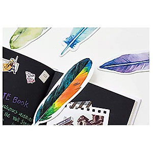 Watercolor Feather Theme Colorful Paper Bookmarks, 30PCS