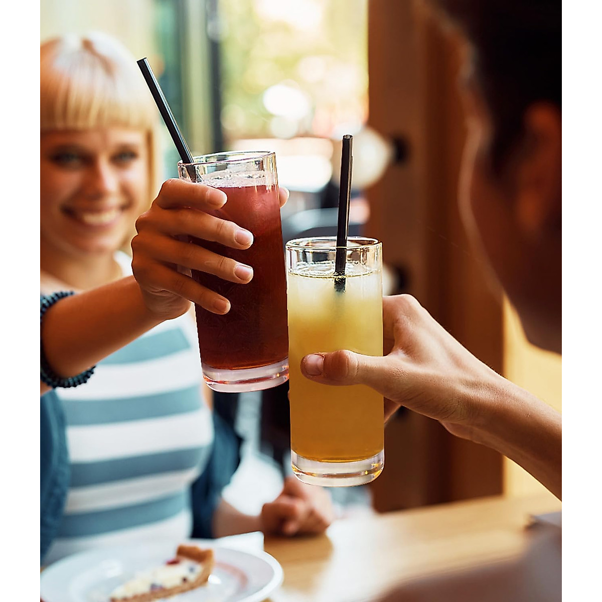 LUNA & MANTHA Highball Glasses Set of 4, 13oz Drinking Glasses Lead-Free Crystal Tall Water Glasses for Mojito, Tom Collins, Iced Tea, Gin & Tonics, Home Bar, Birthdays, Housewarming Gift, Clear