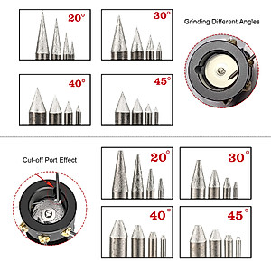 3mirrors ALUMINUM Tungsten Electrode Sharpener Grinder TIG Welding Rotary Tool w/Flat Grinding Block, Cut-Off Slot, Multi-Angle & Offsets, 4 Screw Holes, 5 Double-Sided Grind Wheels, 2 CNC Mandrels