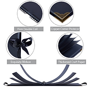 Scrapbook Album, 11.4x8.5 Inch Photo Album Book with 40 Double Sided Black Thickened Kraft Paper and Metal Corner Protector, Woisut DIY Scrapbook for Anniversary Wedding Family Baby Shower Graduation