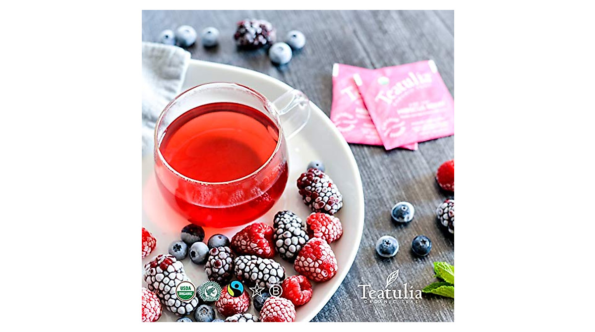 Teatulia Organic Hibiscus Berry Tea Bags - 50 Wrapped Bags