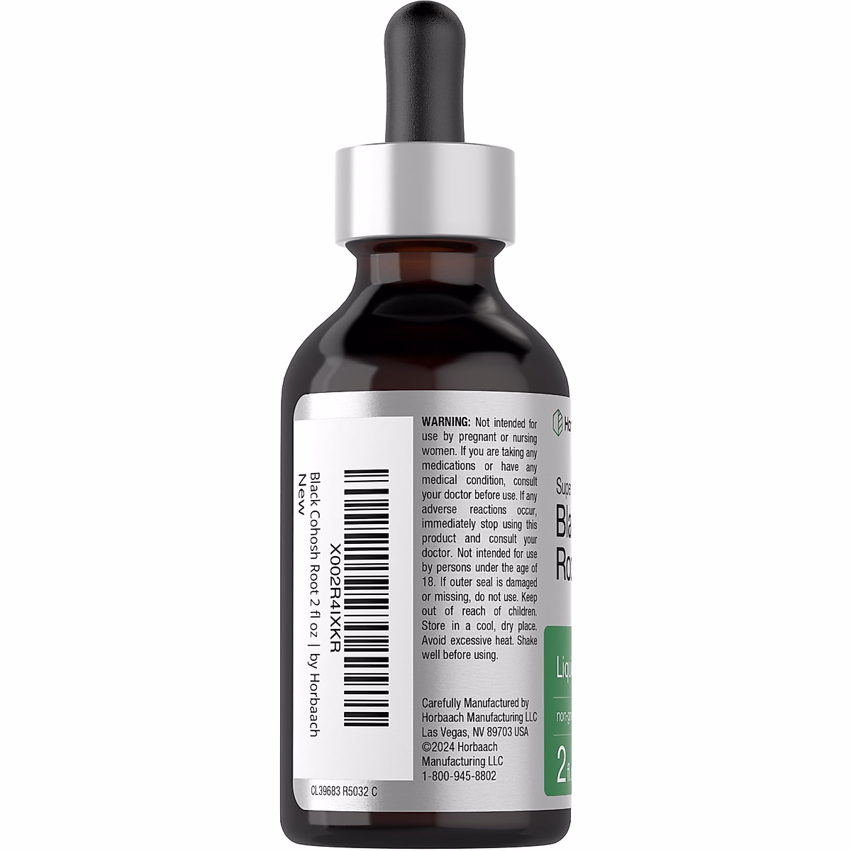 Horbäach Black Cohosh Root Tincture | 2 fl oz | Liquid Extract | Alcohol Free Herb Drops | Vegetarian | Non-GMO, Gluten Free Supplement