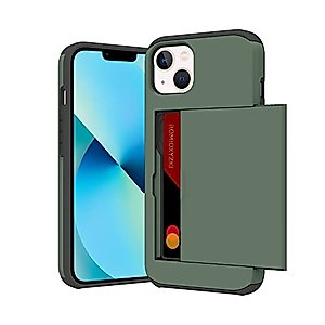 ZIYE for iPhone 13 Case with Card Holder,for iPhone 13 Wallet Case Anti-Scratch Dual Layer Hidden Pocket Phone Case Shockproof Cover Compatible with for iPhone 13 5G-Green