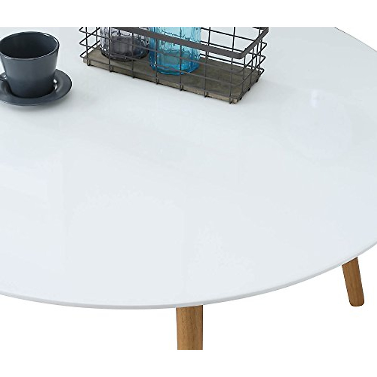 Convenience Concepts Oslo Round Coffee Table, Glossy White