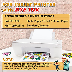 Koala Printable Glossy Sticker Label Paper 120 Sheets 8.5x11 Inches Full Sheet for Inkjet Printer