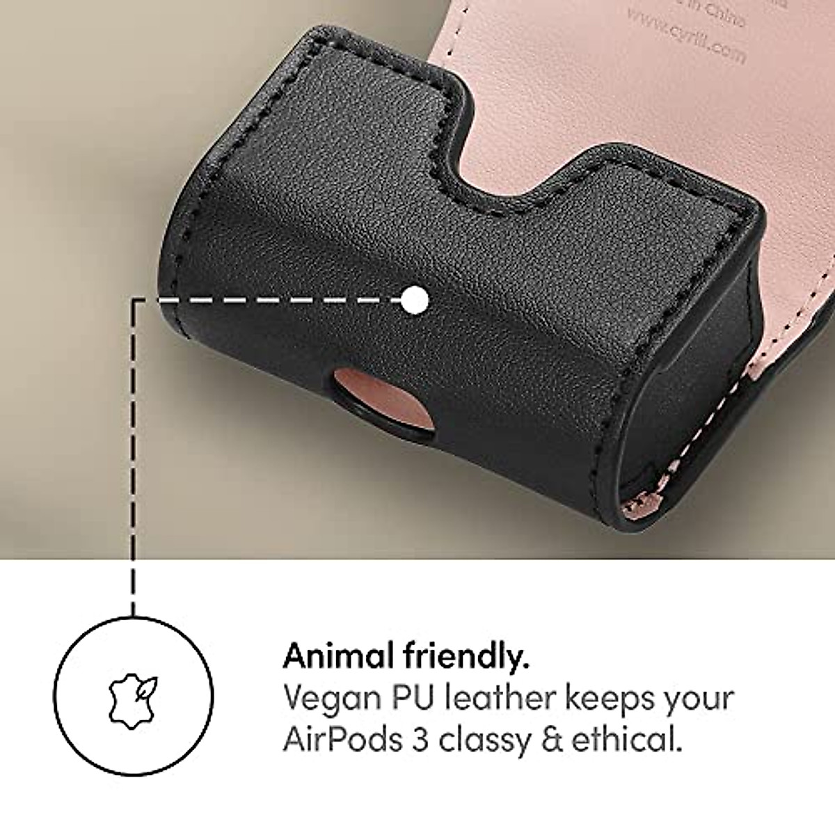 CYRILL Airpods 3 Case Cover Mini Bag Classic Leather Cute for Women Designed for Airpods 3 Generation Case (2021) - Black