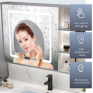 ZGNBSD Floating Bathroom Vanity with Sink - Modern Bathroom Vanity Contains Smart LED Defog Mirror | Solid Wood Freestanding Bathroom Vanity (White, 24'')