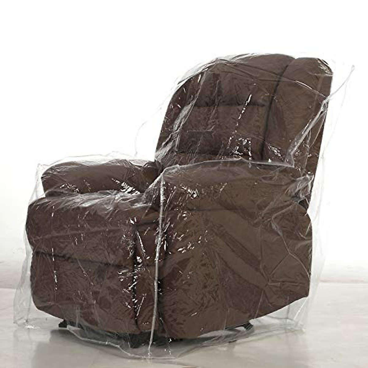 Swanna Plastic Recliner Furniture Cover – Clear Moving Bag for Couch, Heavy Duty Waterproof Cover Pets | Cat Scratching Protector,Plastic Chair Cover 42" BH x 25" AH x 36”W x 40”D (Armchair-1 Pack)