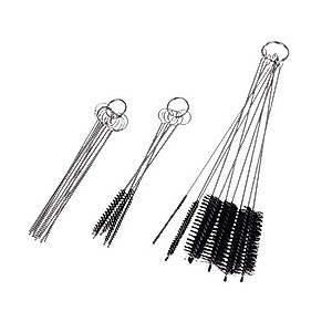 Set of 15 Cleaning Brushes and 10 Cleaning Needles - for Small Openings/Tubes/Pipes - for Example: Spray Paint Gun, Car/Motorcycle/Scooter Carburetor, Pet Feeding Bottle, Coffee Machine, etc.