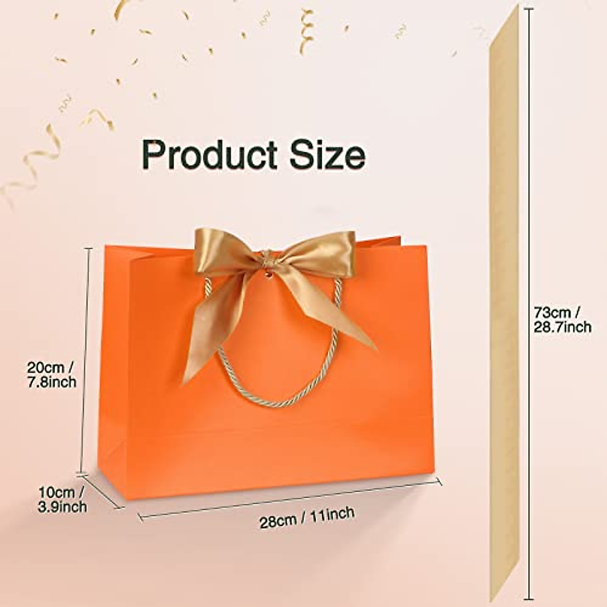 Colorlife Gift Bags 6 Pack Small Favor Bags with Handles and Bow Ribbon 11 x 3.9 x 7.8 inch Waterproof Colorful Paper Gift Bags for Baby Shower, Birthday, Wedding, Party, Festival, Holiday, 6 Colors