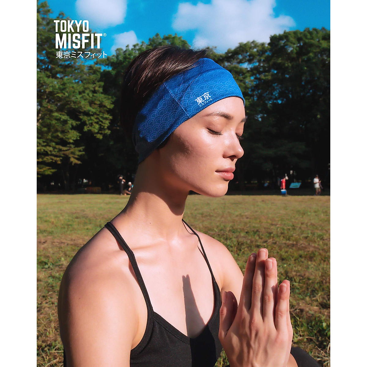 Tokyo Misfit - Japanese Headbands for Men & Women, Sweat Band, Workout, Yoga, Fashion, Running, Sports, Basketball, Bandana (Wave-Seigaiha)