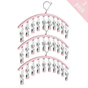 Legging Organizer for Closet,Upgrade Skirt Pants Hangers with Clips, Metal Yoga Pants Hangers 3 Pack w/10 Clips,Hangers Space Saving Closet Organizers w/Rubber Coated Closet Organizers(Pink3)…