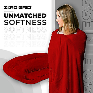 Zero Grid Premium Lightweight Wearable Super Soft Travel Blanket with Neck Snaps, Cozy Footpockets and Zipper Pouch, Compact Airplane with Luggage Strap Travel Blanket and Pillow Set
