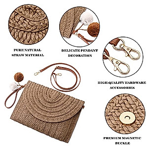 HROECHY Straw Clutch Purses for Women Beach Purse Envelope Bag Woven Crossbody Bags