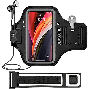 iPhone 13 Mini, 12 Mini Armband, JEMACHE Water Resistant Gym Workouts Running Phone Arm Band for iPhone 13Mini, 12Mini (Black)