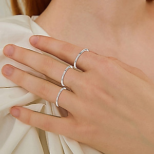 JOERICA 3PCS 1mm Stainless Steel Women Rings with Cubic Zirconia Plain Band Knuckle Stacking Midi Rings Comfort Fit