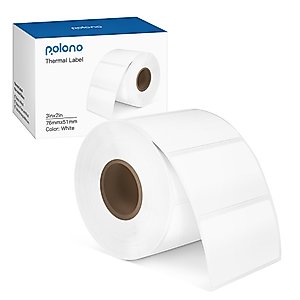 POLONO Genuine 3" x 1" Direct Thermal Label, Self-Adhesive Address Shipping Thermal Label, Barcodes, Address Postage Labels Compatible with POLONO PL60 and PL70E Label Printer (1000 Labels)