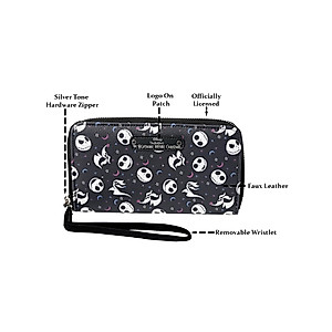 Disney Wallet Wristlet Zip Clutch Faux Leather (Jack Skellington Black)