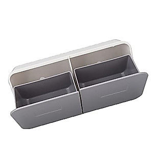 Wall Mounted Qtip Holder, 2 Grids Clamshell Dust Proof Cotton Swab Holder for Home Kitchen Bathroom Office