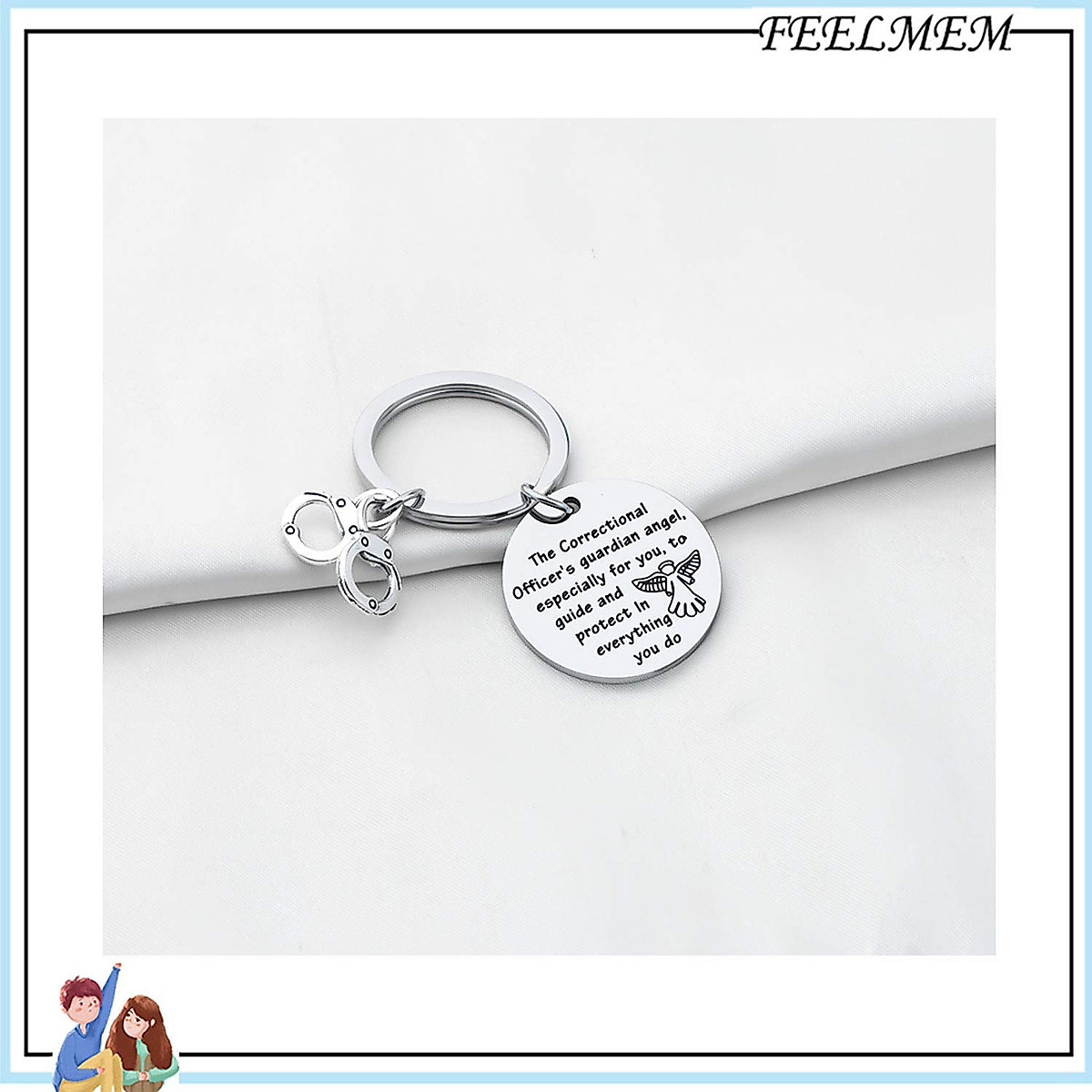 FEELMEM Correctional Officer Prayer Jewelry A Correctional Officer's Guardian Angel Protect in Everything You Do Keychain Gift for Jailer Prison Guard (The Correctional)
