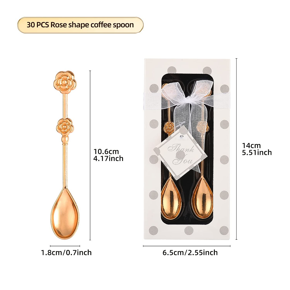 60Pieces(30 Packs) Rose Tea Spoons for Wedding Favors,Bridal Shower Favors, Dringk Spoon Gifts or Souvenirs for Guests Bulk