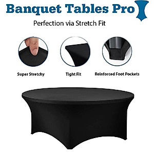 Black 60 Inch 5 Foot Round Stretch Spandex Tablecover