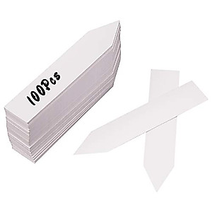4 Inch Plastic Plant Labels, 100Pcs Nursery Garden Stake Tags Waterproof Potted Marker for Vegetables Seedlings Herb Sign, White