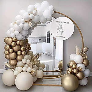 Sand White Gold Balloon Arch Kit, White Beige Chrome Gold Balloons Cream Balloons Metallic Gold Balloons for Boho Neutral Baby Shower Wedding Bridal Shower Birthday Decorations…