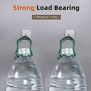 Keipc 4pcs Heavy Duty Self Adhesive Wall Hooks, 304 Stainless Steel Coat Shower Towel Clothes Hooks, Stick on Wall Hooks for Kitchen Bathroom Toilet, No Drill No Screw, Waterproof (Burnish Silver)