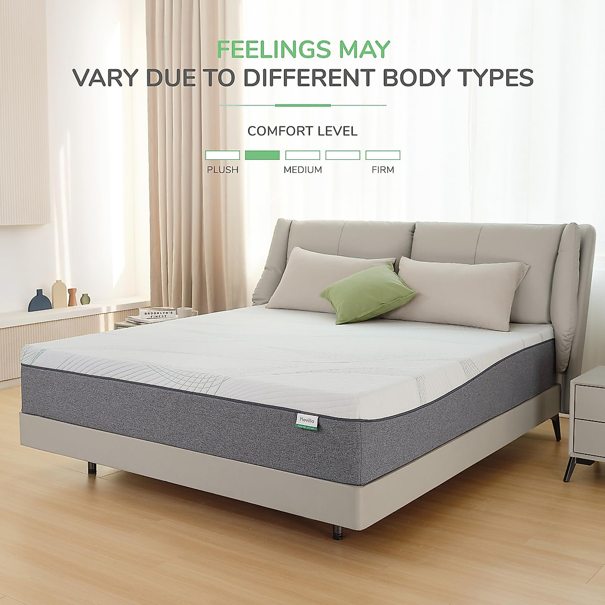 Novilla King Size Mattress, 12 Inch Gel Memory Foam Mattress for Plush Comfort, Pressure Relief, CertiPUR-US Certified, Mattress-in-a-Box, Embrace