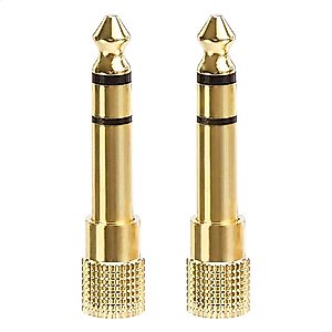Amazon Basics Gold Plated 6.35mm 1/4 Male to 3.5mm 1/8 Female Stereo Headphone Adapter - 5-Pack