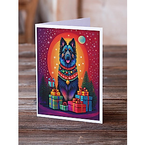 Caroline's Treasures DAC3040GCA7P Belgian Sheepdog Holiday Christmas Greeting Cards Pack of 8 Blank Cards with Envelopes Whimsical A7 Size 5x7 Blank Note Cards