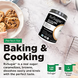 RxSugar Delicious Plant-Based Crystal Sugar, Allulose, 16 oz | Allulose sweetener | 0 Calorie, 0 Net Carbs, 0 Glycemic | Diabetes-Safe Natural Sugar | Keto Certified | Non-GMO Project Verified | Gluten-Free Certified