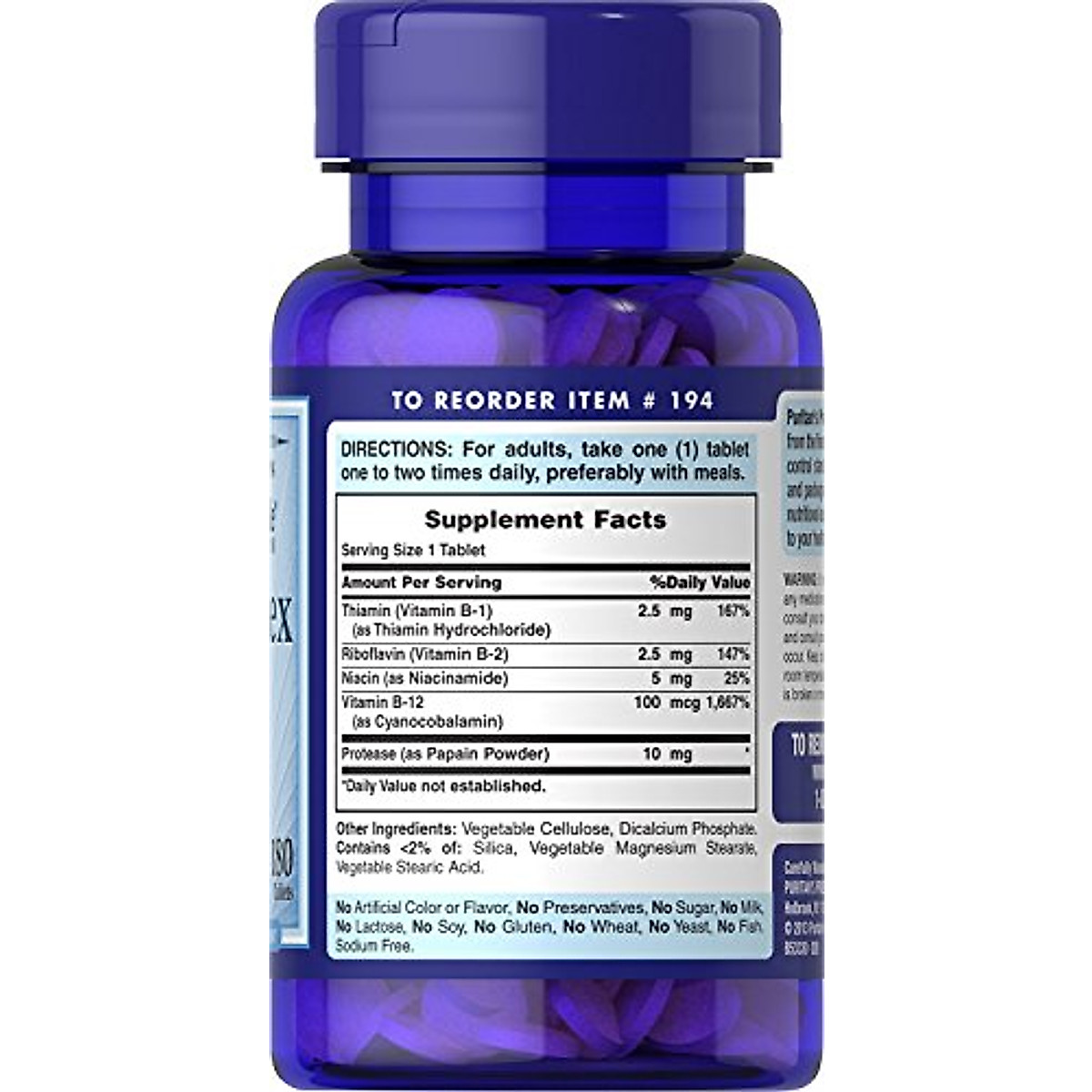 Puritans Pride Vitamin B-Complex and Vitamin B-12, 180 Count