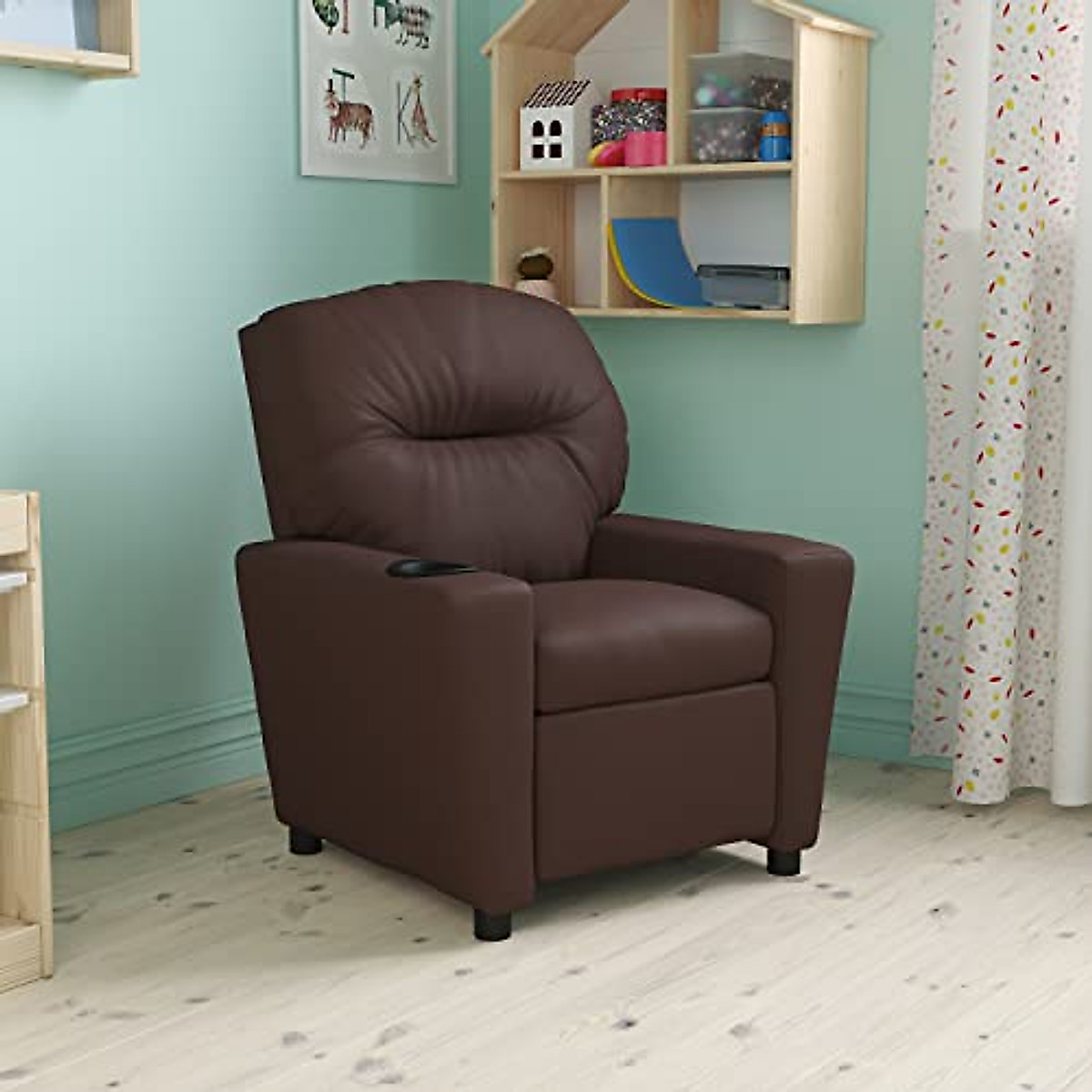 Flash Furniture Contemporary Brown LeatherSoft Kids Recliner with Cup Holder