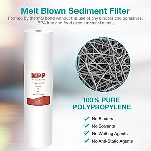 SimPure 20 inch Water Filter Housing DB20P and 20" x 4.5" Sediment Whole House Water Filter Cartridges, Pre-Filtration System for Well and City Water, 1" NPT Port