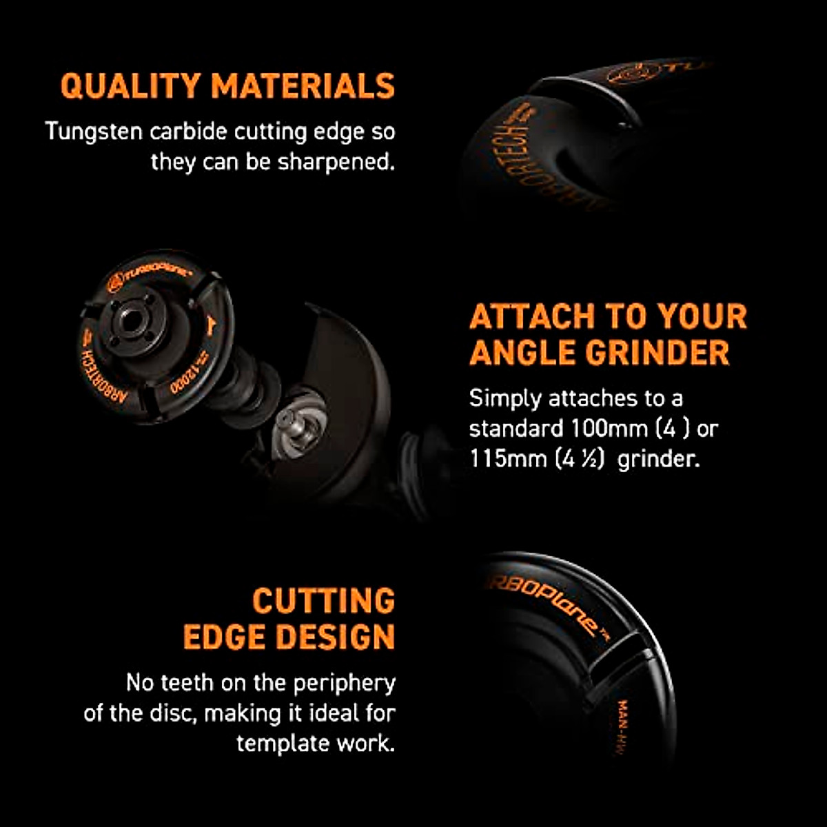 ARBORTECH TURBOPlane Blade 4Inch/100mm Carbide Woodworking Disc Angle Grinder Attachment | IND.FG.400.20