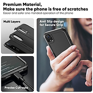MAXCURY Black Case Designed for iPhone XR Phone, Slim Full Body Protection 2 in 1 Heavy Duty Shock Absorption Case Cover for iPhone XR 6.1 inch Not Built in Screen Protector (Black)