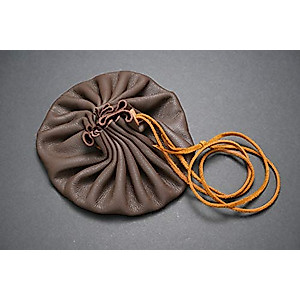 ROG Handmade Leather Drawstring Tinder Pouch (Brown Leather, 7")