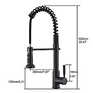 GICASA Kitchen Faucet, Oil Rubbed Bronze Faucet, Industrial Farmhouse Spring Kitchen Faucet Pull Down Kitchen Sink Faucet with Pull Out Sprayer