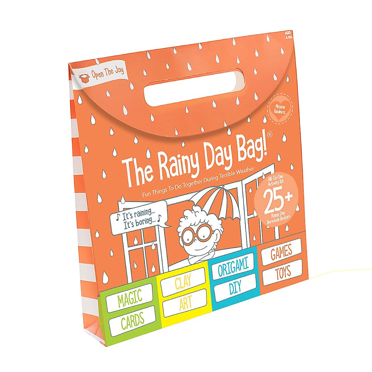 Open The Joy Rainy Day Activities for Kids, Activity Bag Includes Wooden DIY Project, Card Games, Activity Booklet, Craft kit for Kids Ages 4+