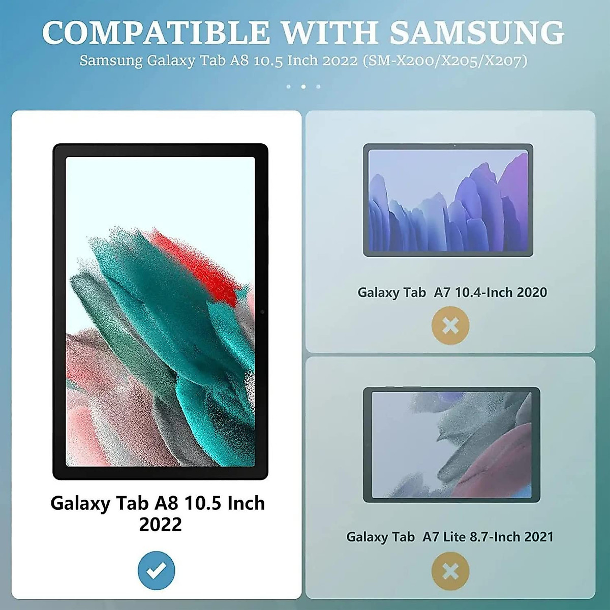 Galaxy Tab A8 Case for Kids Girls Boys, Tablet A8 Case 10.5-inch, UFAINEI Cute Silicone Cases for Samsung Tab A8 with Pencil Holder Kickstand&Detachable Shoulder Strap(SM-X200/SM-X205/SM-X207)