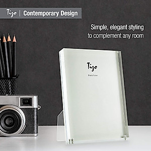 TIZO Design Vertical 5x7 Lucite Picture Frame, Durable 1 Inch Thick Clear Lucite & Magnetic Closures, Elegant & Practical Boutique Quality Photo Frame (Multiple Colors Available)